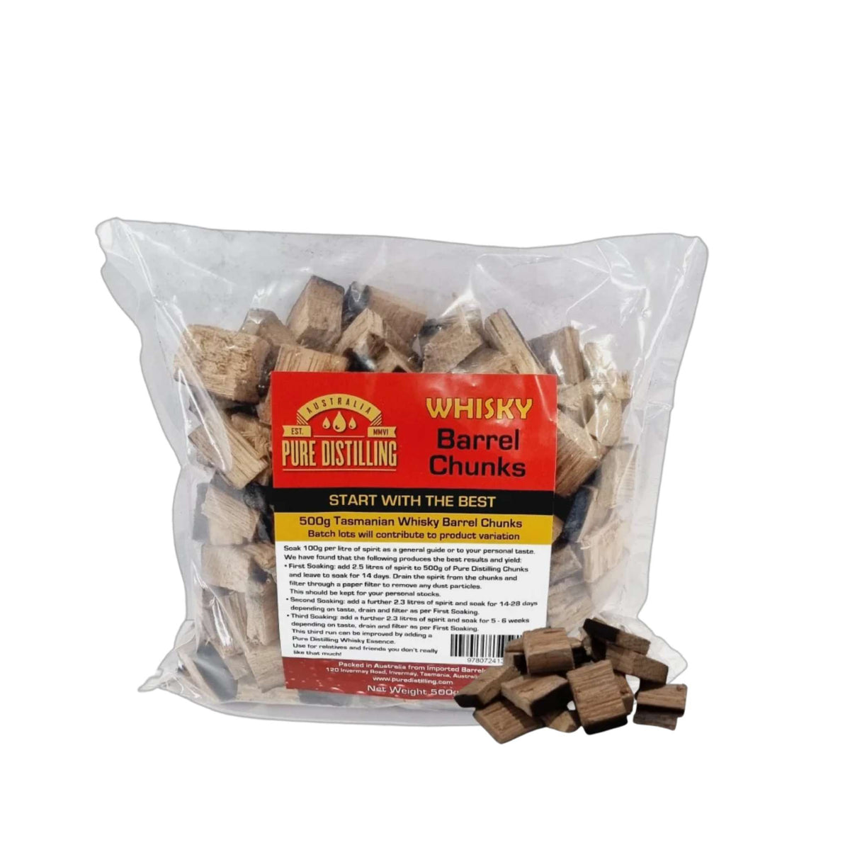 Pure Distilling Whisky TAS Barrel Chunks 500g — Noble Barons Home Brew ...